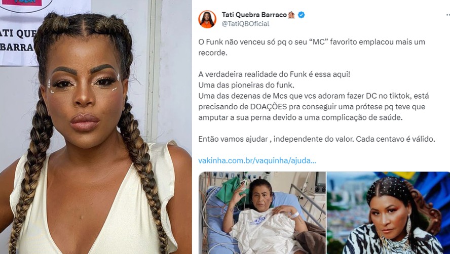 Tati Quebra Barraco divulga vaquinha virtual de MC Kátia que teve