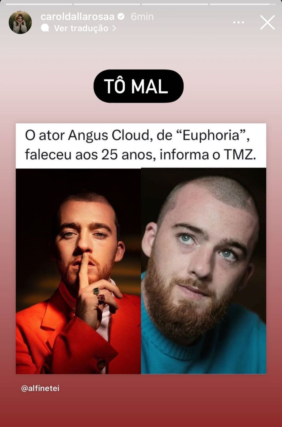 Famosos lamentam a morte de Angus Cloud, ator de 'Euphoria', aos 25 anos