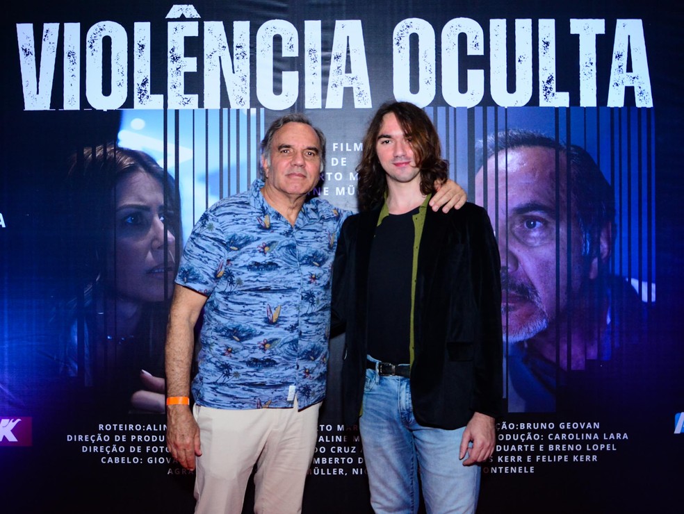 Humberto Martins faz aparição rara com o filho ao lançar curta no Rio