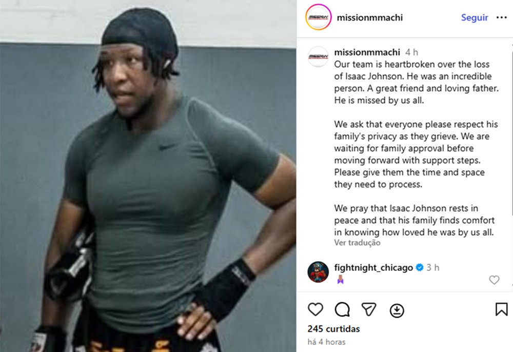 Morre aos 31 anos atleta de MMA Isaac Johnson, hospitalizado após luta