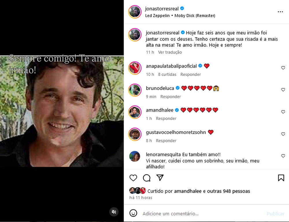 Jonas Torres lembra seis anos da morte do irmão, Caio Junqueira: 'Foi jantar com os deuses'