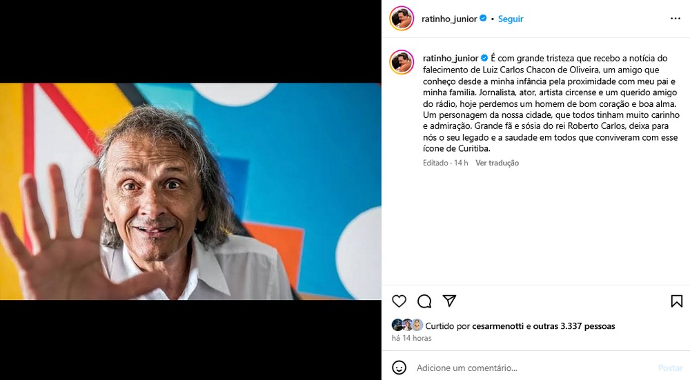 Chacon Júnior, o 'Roberto Carlos das Araucárias', morre aos 83 anos