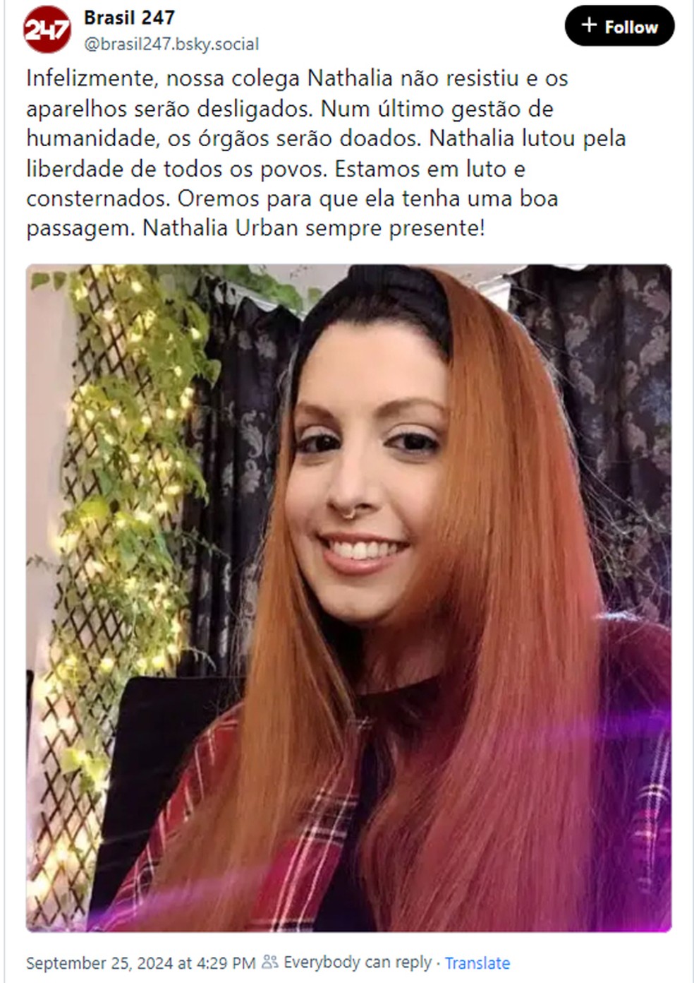 Jornalista brasileira Nathalia Urban morre aos 36 anos na Escócia