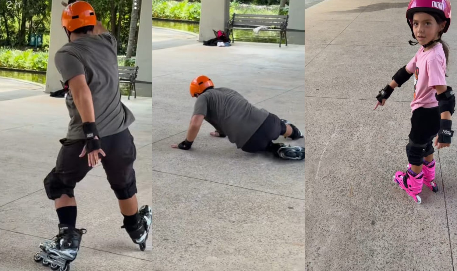 Duda Nagle leva tombo ao voltar andar de patins com Zoe na Marquise do ...