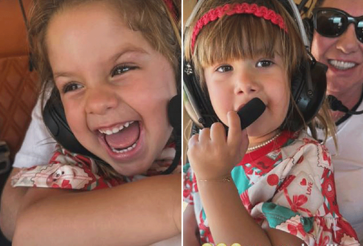 Virginia Fonseca mostra os filhos chegando de helicóptero na BA