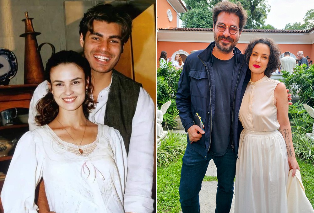 Casal em 'Terra Nostra', Thiago Lacerda e Carolina Kasting se reencontram 25 anos depois; compare