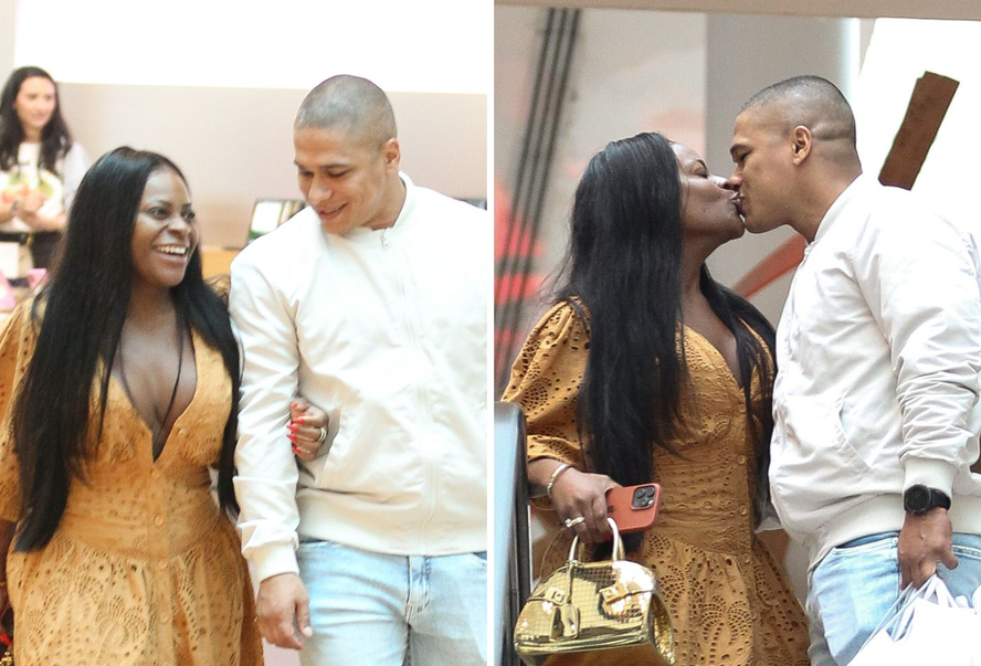 De vestido longo, Jojo Todynho troca beijos com o namorado em tarde de compras; fotos