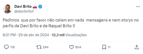 Davi, do 'BBB 24', tem perfil no Instagram hackeado: 'Por favor, não ...