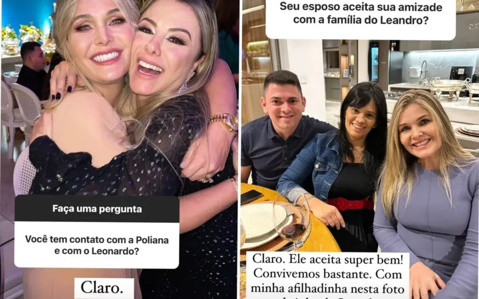 Viúva de Leandro vai com o atual marido a show de Leonardo