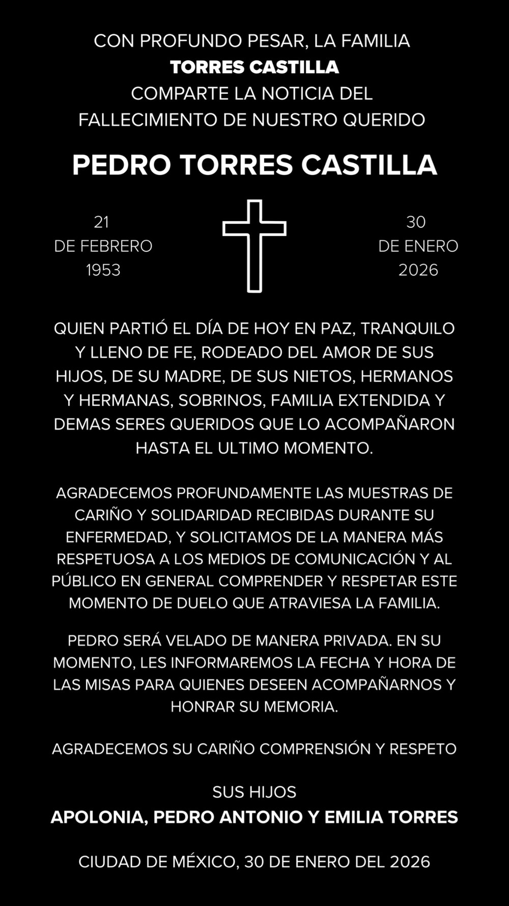 Ícone da TV mexicana e produtor do 'Big Brother', Pedro Torres morre ...
