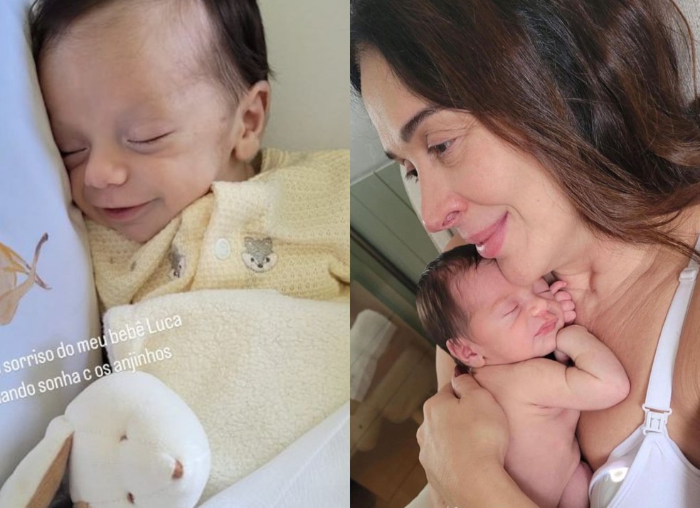 Claudia Raia encanta web com foto do caçula, Luca, sorrindo enquanto dorme
