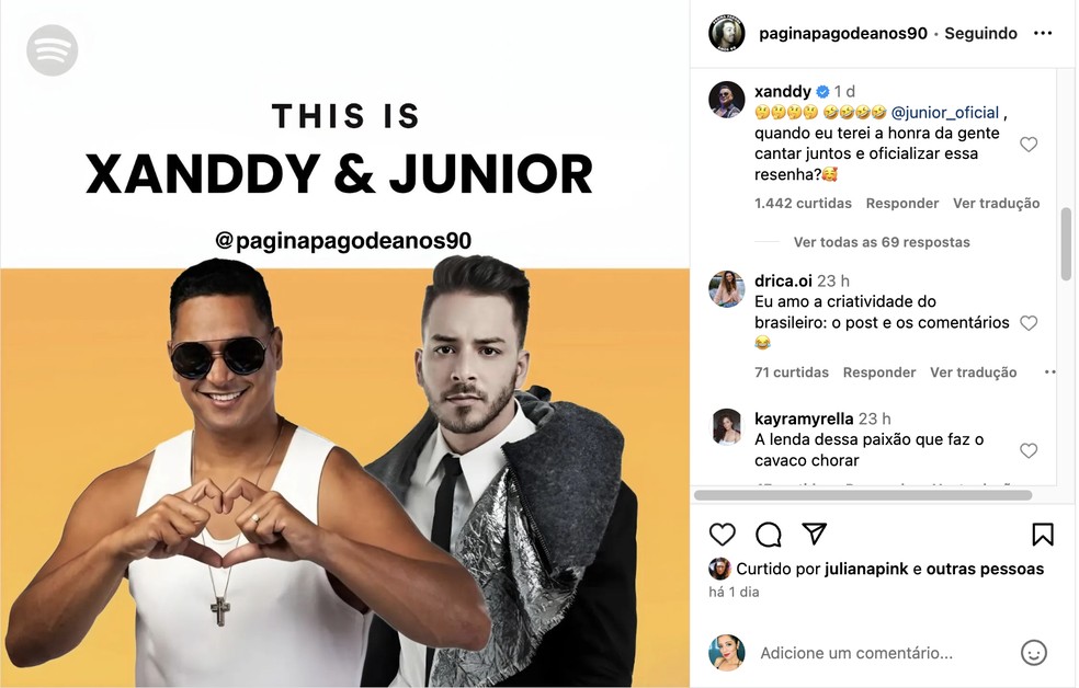 Xanddy convoca Junior Lima para parceria em meme com 'Xanddy e Jr'