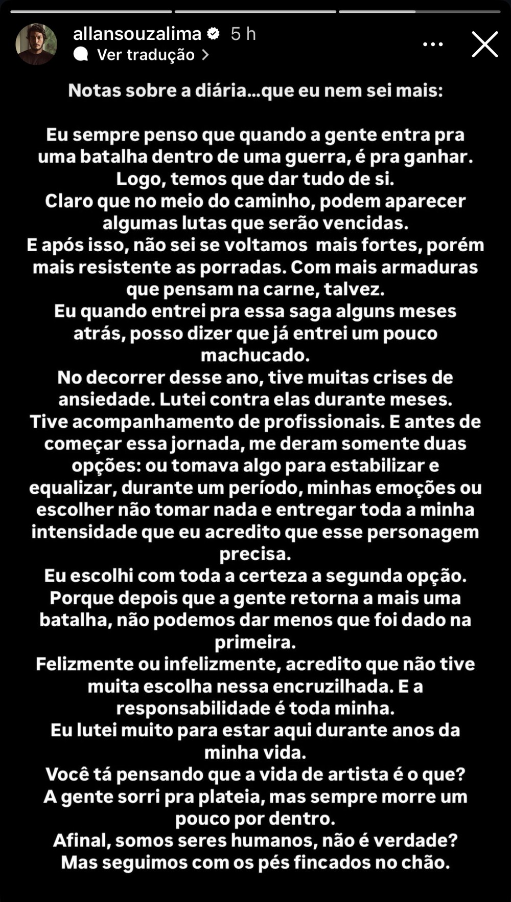 Allan Souza Lima desabafa sobre crises de ansiedade: 'Morro um pouco ...