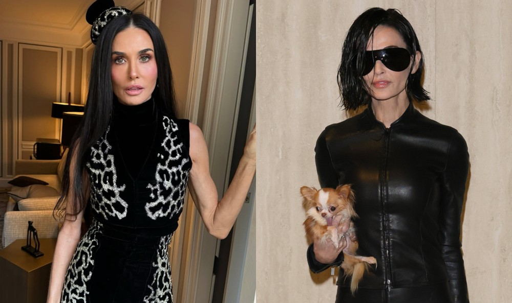 Demi Moore surge com cabelos curtos em Semana de Moda de Milão