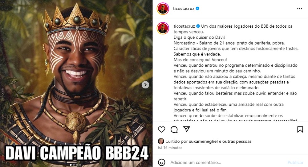 Famosos comemoram vitória de Davi no BBB 24: 'Doutor, sim!'