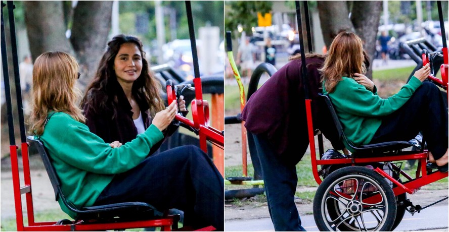 Nanda Costa passeia com Emilie Rey de triciclo pelo Rio em meio a ...