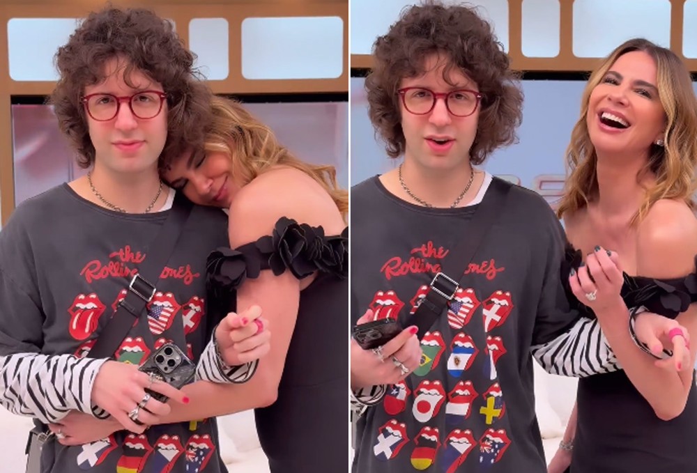Lucas Jagger visita a mãe, Luciana Gimenez, no trabalho e ganha chamego ...