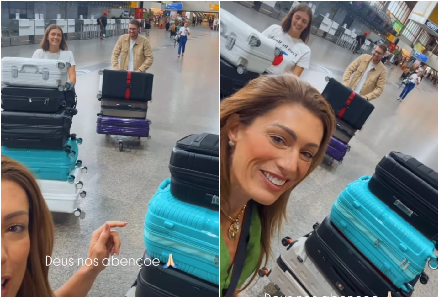 Elaine Mickely e filha noiva perdem o voo para casamento: 'Muitas bagagens'
