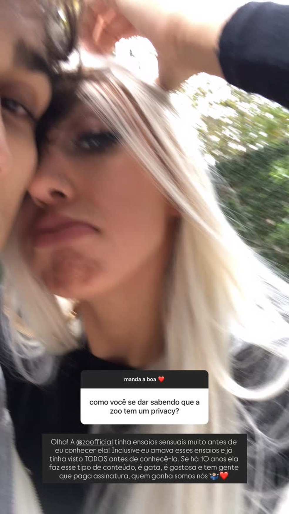 Christian Figueiredo reflete sobre sua mulher ter perfil de conteúdo adulto: 'Quem ganha somos nós'