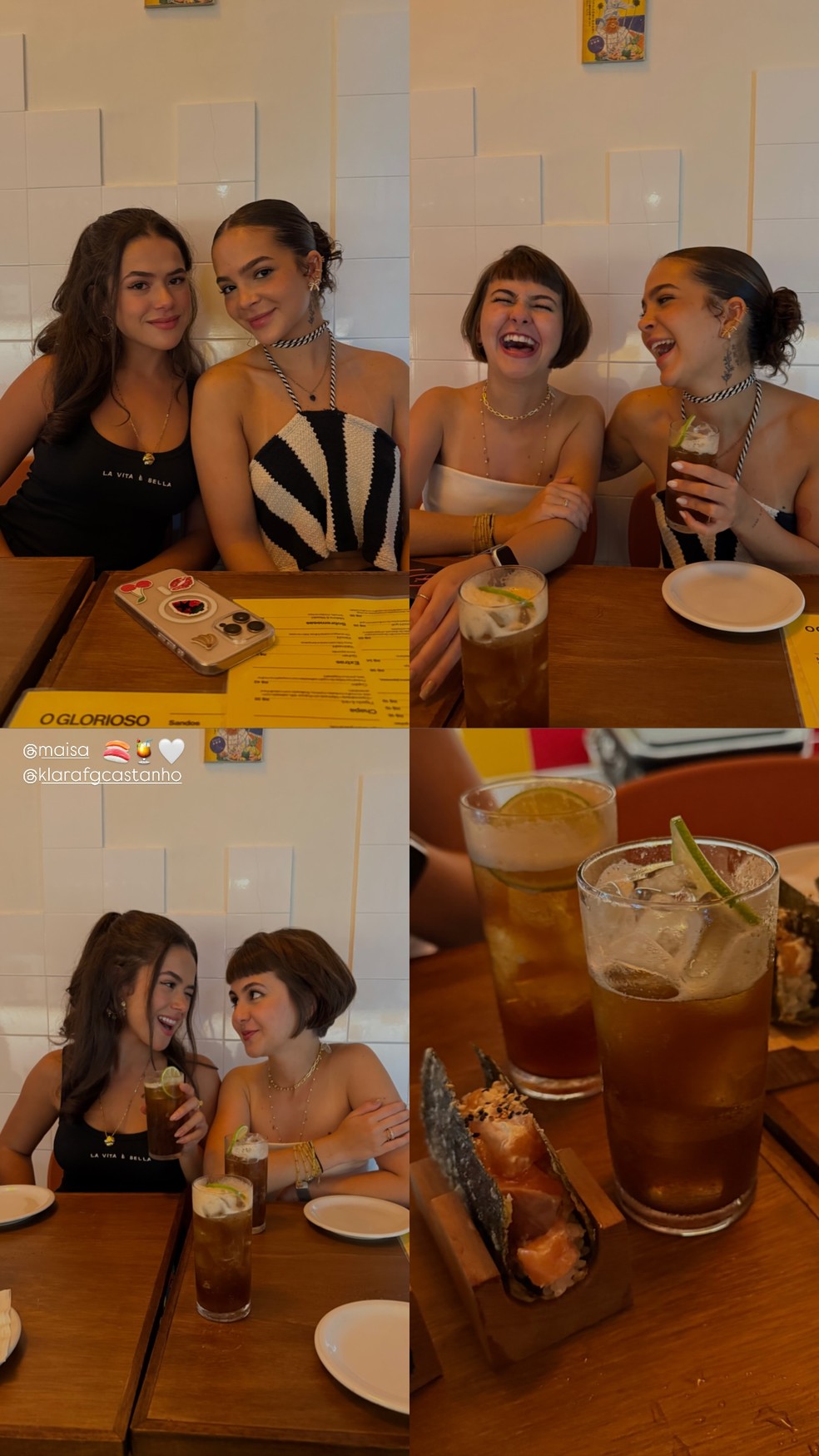 Maisa, Mel Maia e Klara Castanho se reencontram, e curtem jantar juntas