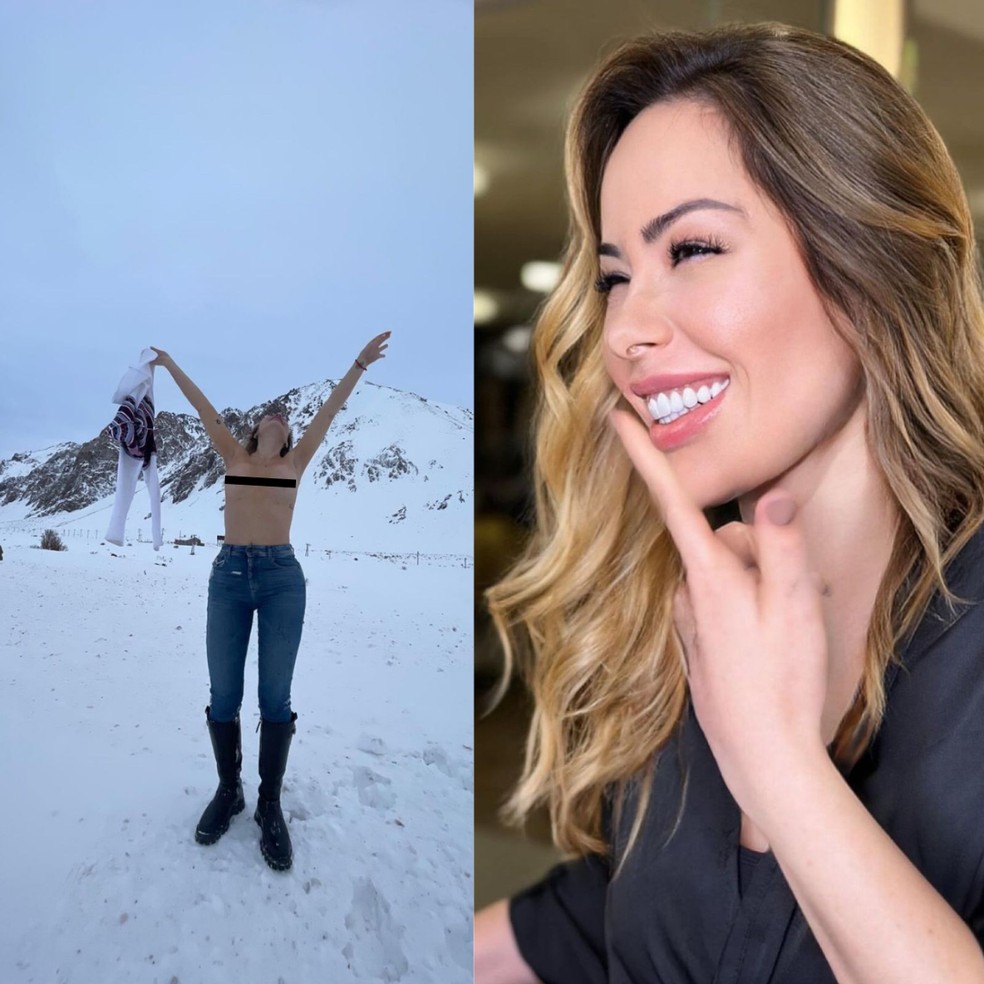 Ju Isen faz topless na neve da Argentina com temperaturas abaixo de zero; confira