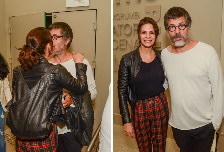 Helena Ranaldi recebe o carinho com o marido Daniel Alvim ao estrear peça