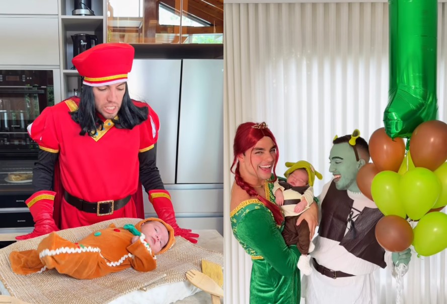 Lucas Rangel e Lucas Bley celebram o mesversário da filha, Mia