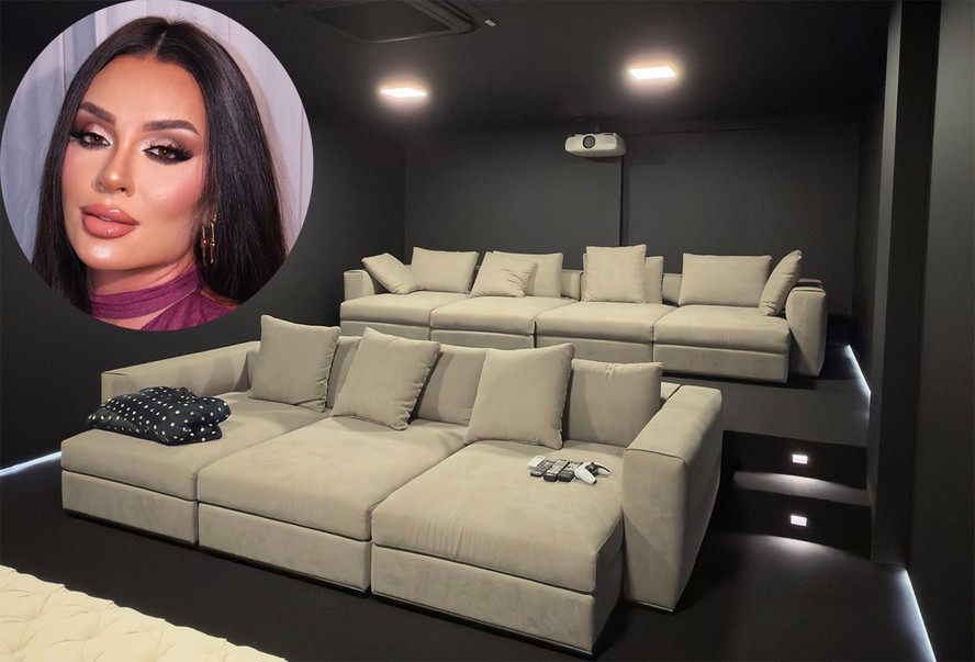 Juju Salimeni mostra sala de cinema de sua mansão de R$ 19 milhões