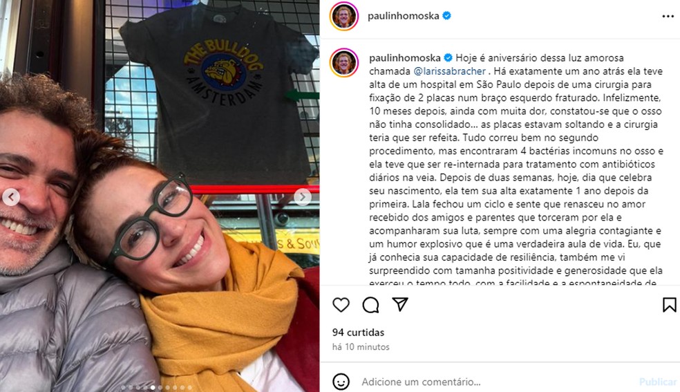 Paulinho Moska homenageia a esposa atriz após complicações em cirurgias ...