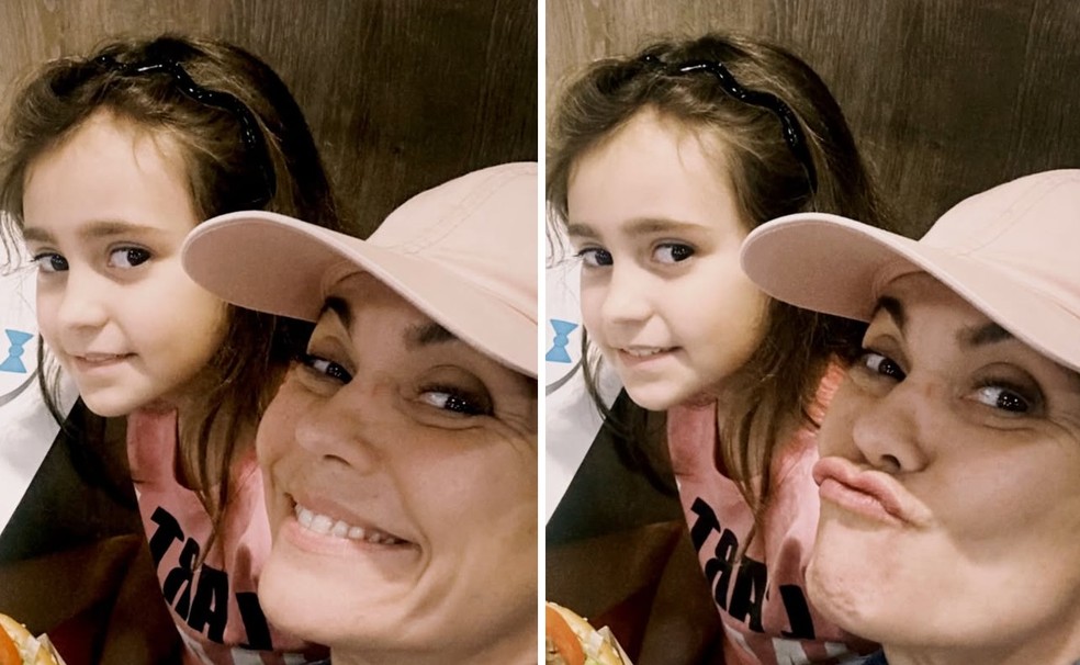 De pijama, Flávia Monteiro leva filha para escola; veja foto