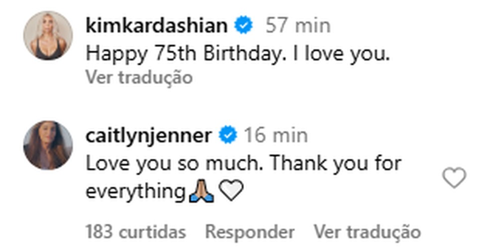 Kim Kardashian comemora aniversário de 75 anos de Caitlyn Jenner, que ...