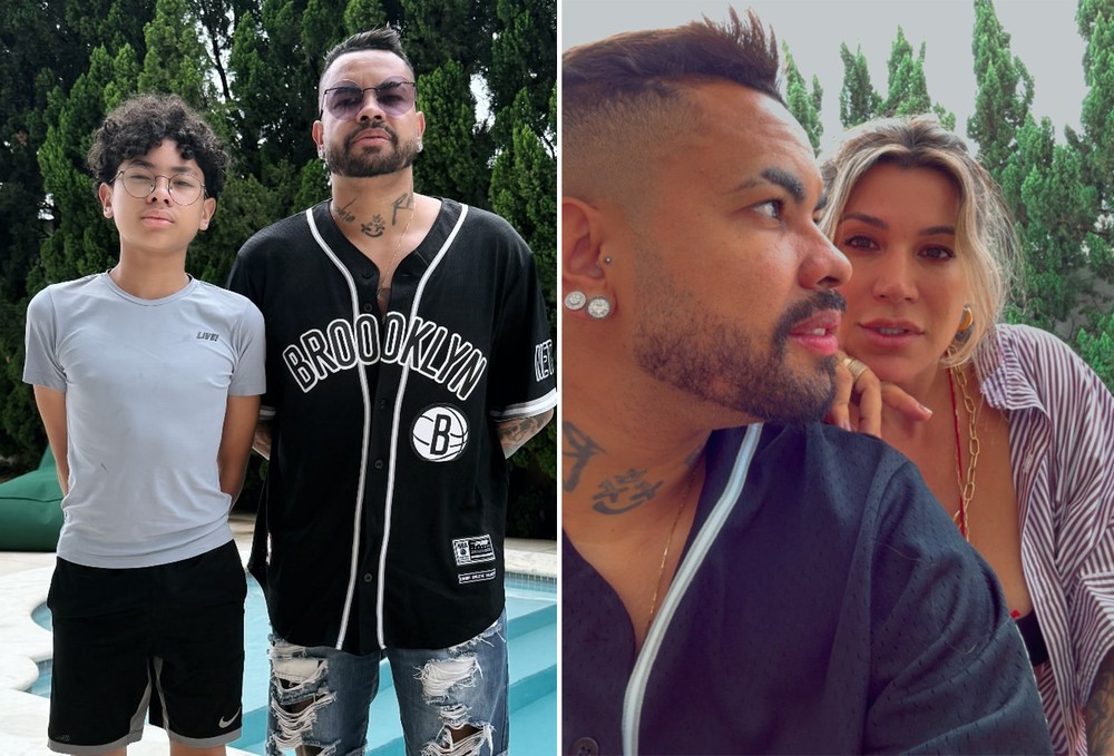 Dentinho posta com Dani Souza e filho, e altura do garoto de 10 anos impressiona