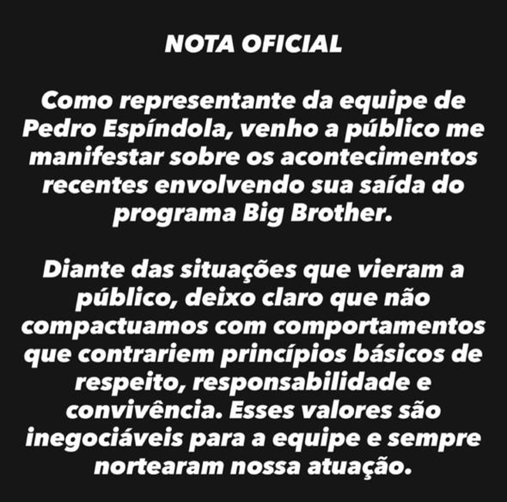 BBB 26: Equipe de Pedro se manifesta após desistência e acusação de ...