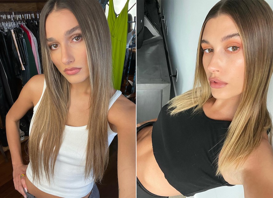 Sasha Meneghel faz carão em selfies e é comparada com Hailey Bieber