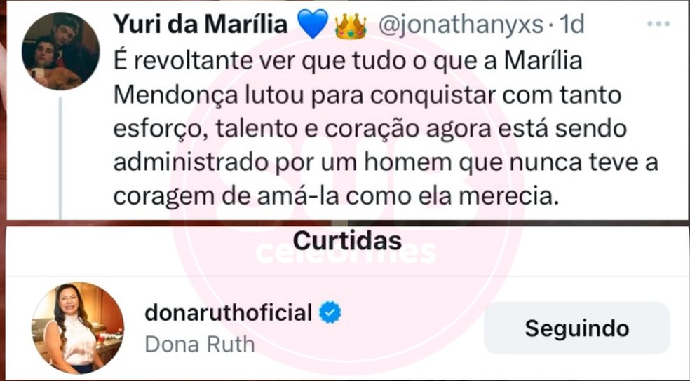 Dona Ruth curte publicação que alfineta Murilo Huff: 'Nunca teve a ...