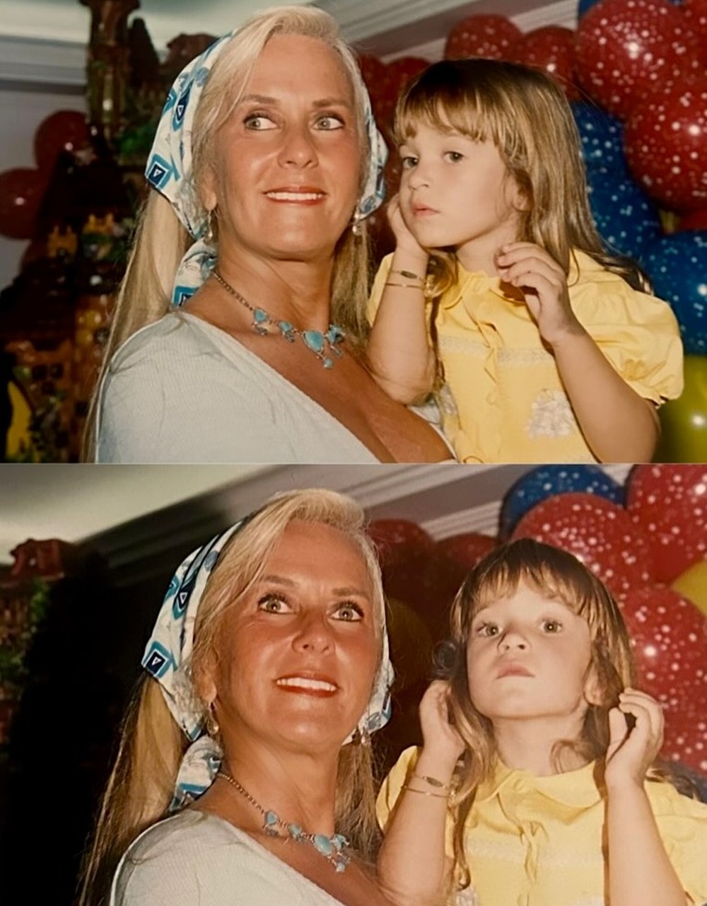 Helô Pinheiro usa biquíni azul para curtir praia de Ipanema com a neta