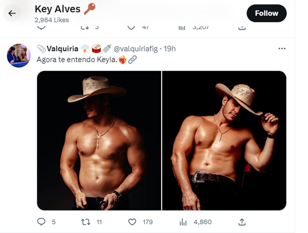 Ex-BBB Key Alves dá likes em fotos de Gustavo sem camisa: 'Olhar não ...