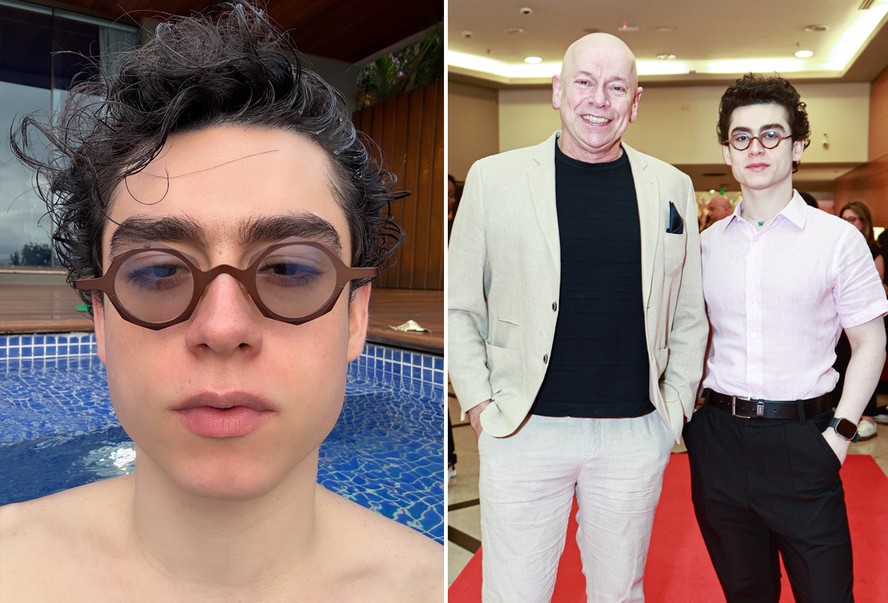 De sunga, cantor Vitor Fadul, marido de Leandro Karnal, mostra corpo sarado em piscina