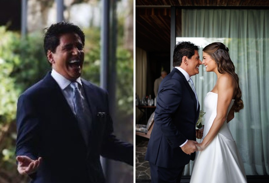 Luma Cesar mostra reação do pai, César Filho, ao vê-la vestida de noiva ...