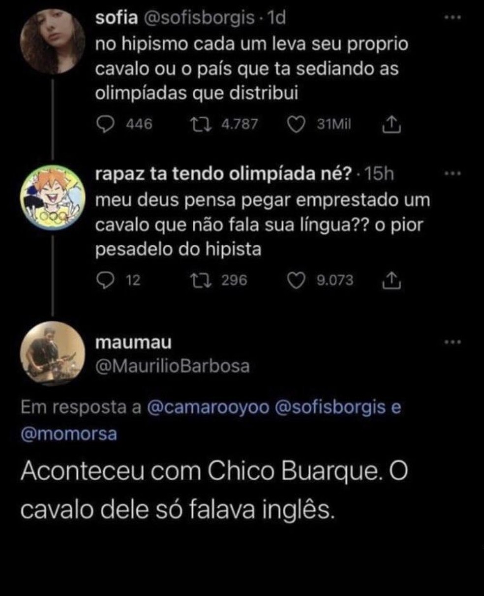 Chico Buarque e seu 'cavalo' viram meme nas Olimpíadas; confira
