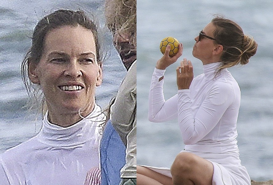 Em flagra raríssimo, Hilary Swank celebra aniversário com a família em ...
