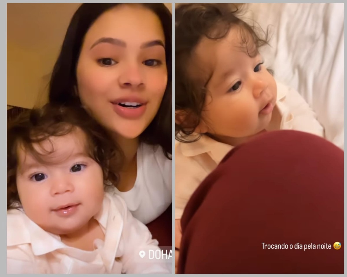 Raiane Lima fala sobre rotina de filha com Gabriel Jesus no Catar: 'A noite toda acordada'