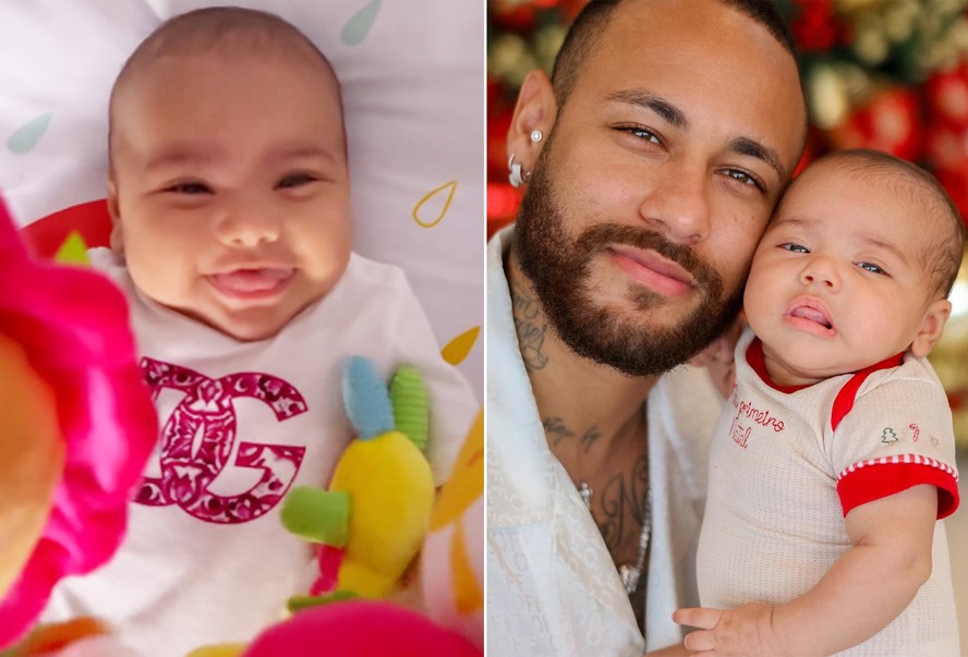 Neymar mostra Mavie sorrindo e usando body de grife de R$ 1,5 mil; assista