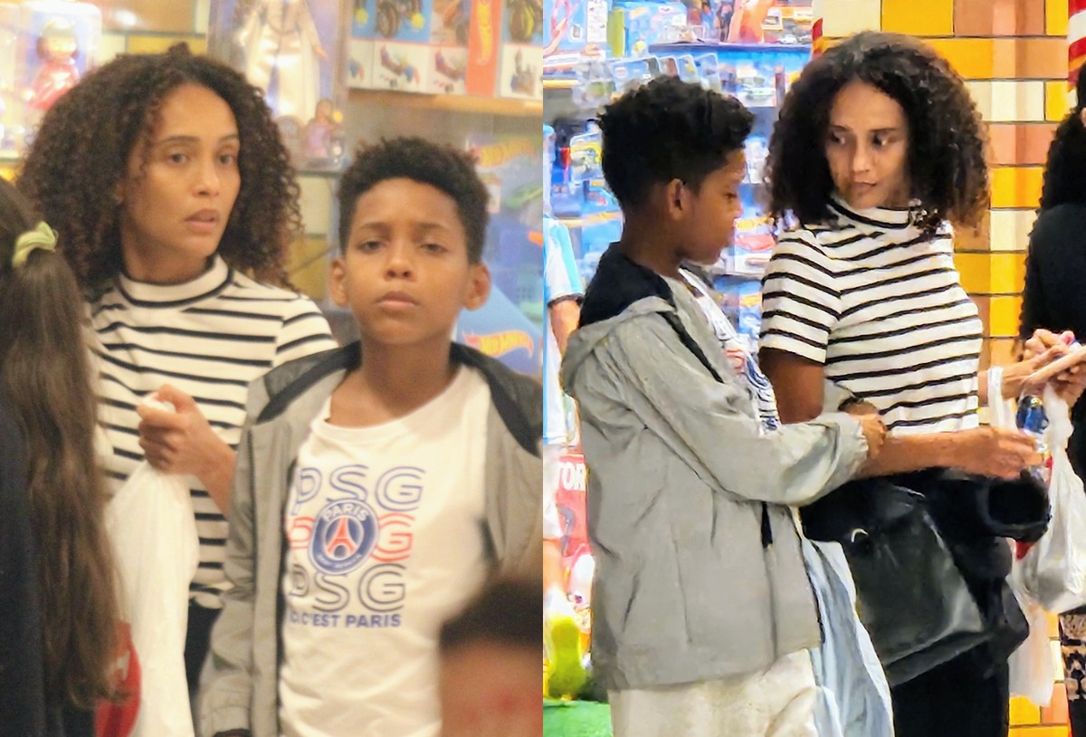 Taís Araujo vai ao cinema com o filho após susto com internação