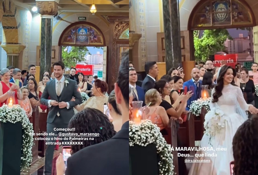 Gustavo Marsengo entra ao som do hino do Palmeiras em casamento com ...