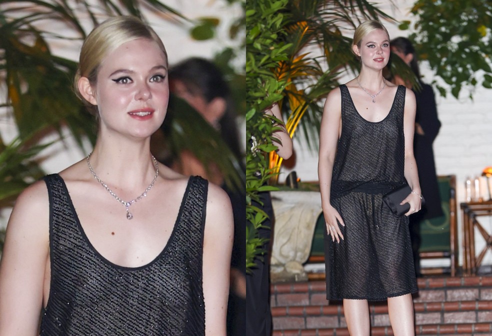 Vestido transparente e seios à mostra: Elle Fanning rouba a cena em saída de festa