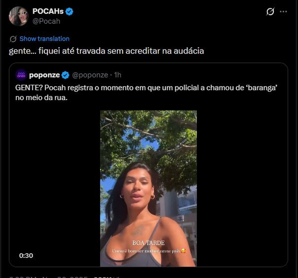 Pocah filma exato momento em que policial a chama de baranga e denuncia ...