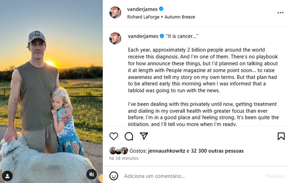 Ator de 'Dawson´s Creek' posta sobre diagnóstico de câncer: 'Me ...