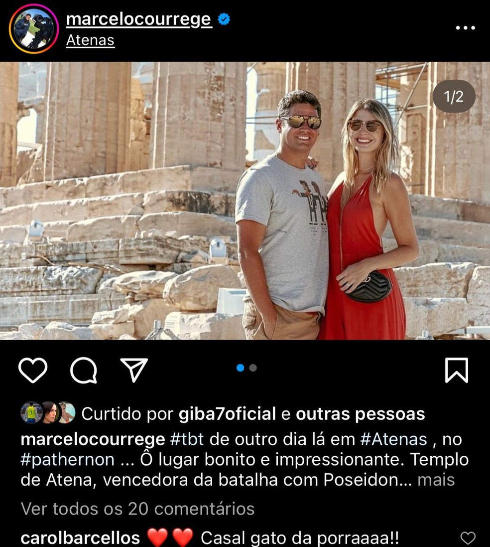 Carol Barcellos se pronuncia sobre ter demorado a assumir romance com Marcelo Courrege