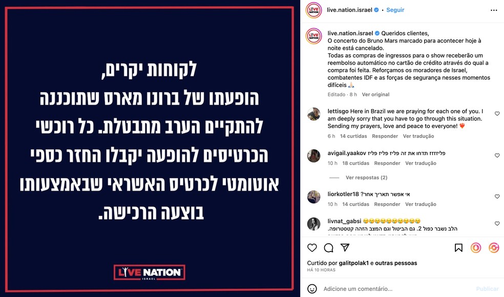 Bruno Mars deixa Israel às pressas após ataque do Hamas